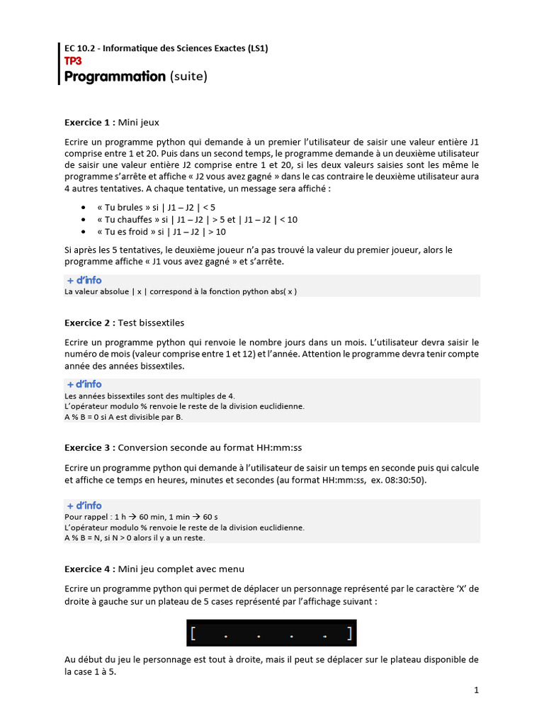 TP3 Programmation Suite | PDF