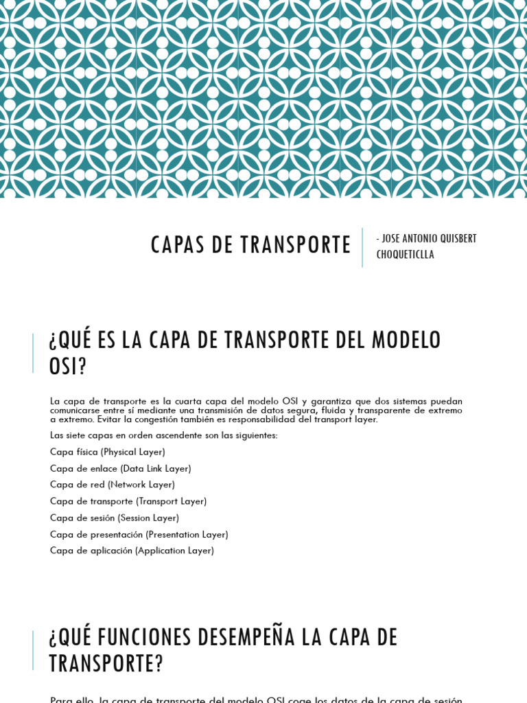 Capas de Transporte | PDF | Modelo osi | Protocolo de Control de ...