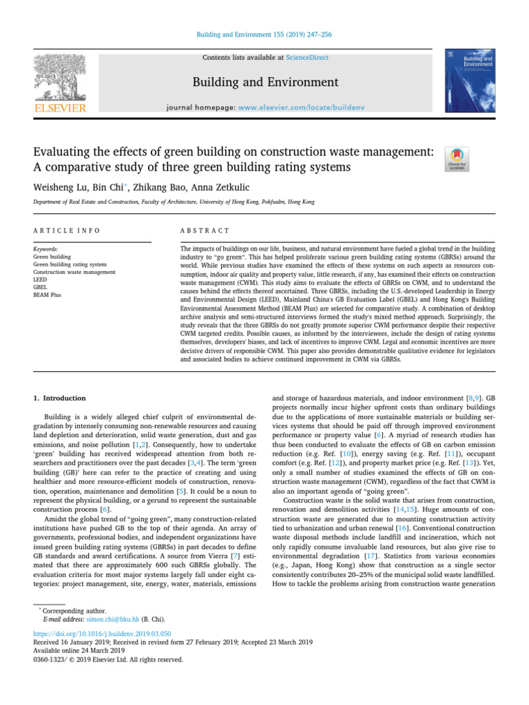 Evaluating The Effects of Green Building On Construction Waste ...