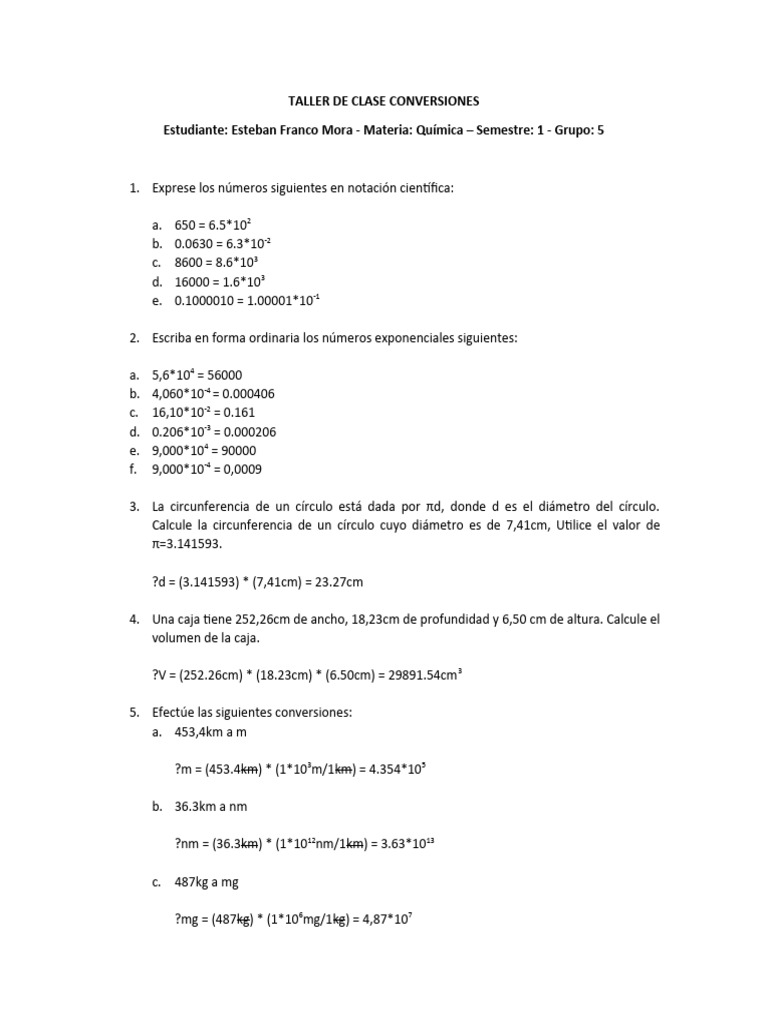 Taller de Clase Conversiones | PDF