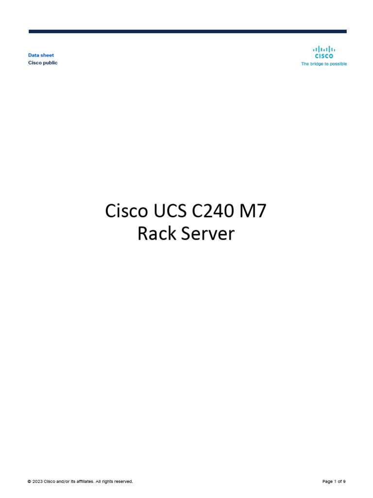 Ucs c240 m7 Rack Server Ds | PDF