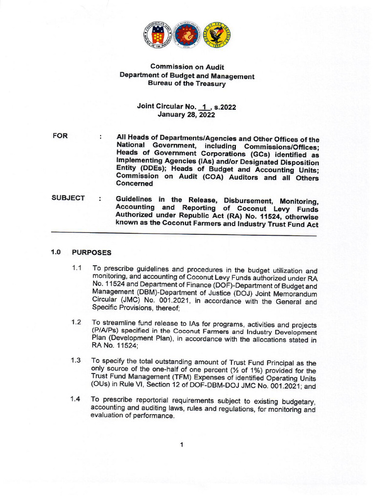 Coa DBM BTR Joint Circular No 2022 1 | PDF Coa DBM BTR Joint Circular No 2022 1 | PDF