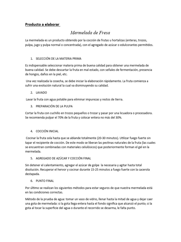 Proyecto Mermelada | PDF | Cocinando | Agua