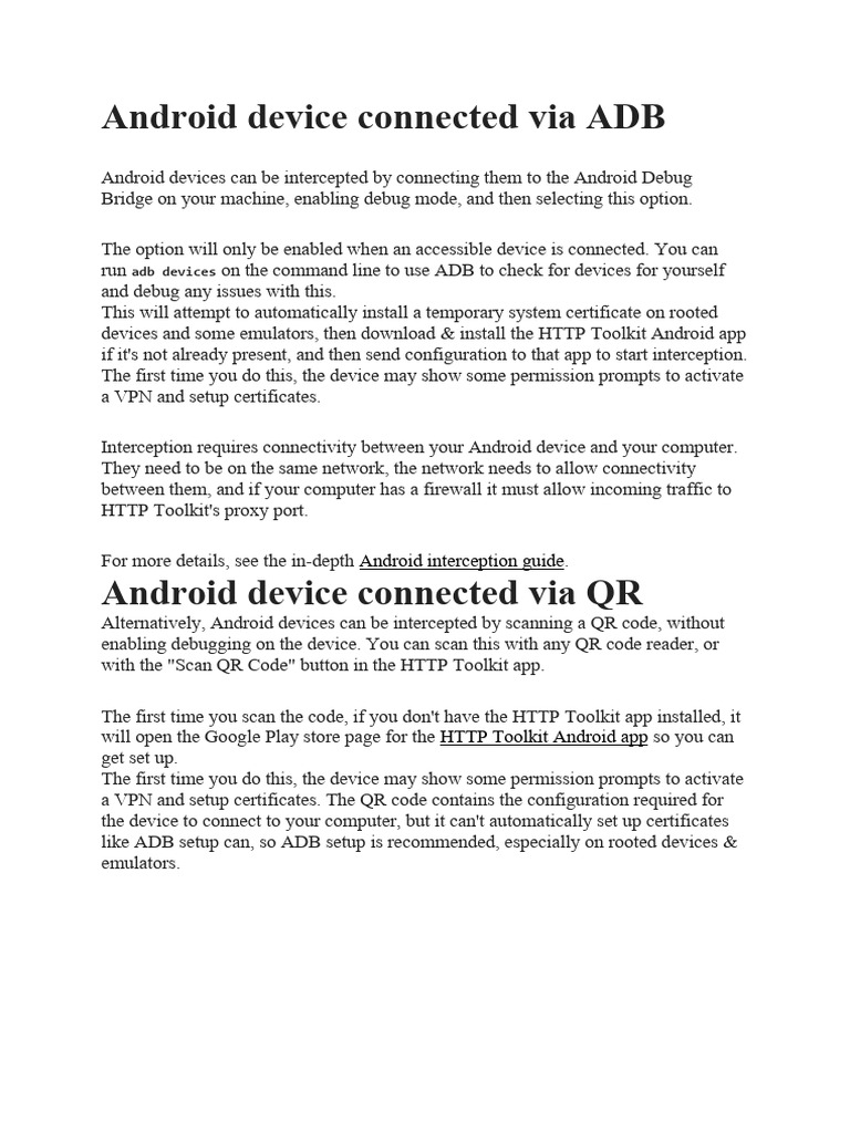 Android Device Connected Via ADB | PDF