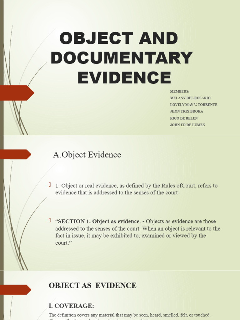 Group 1 Object and Documentary Evidence | PDF | Parol Evidence Rule ...