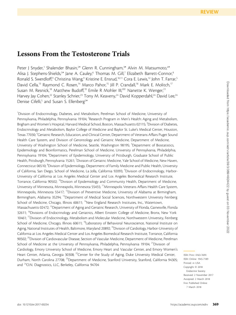 (Bhasin) Lições aprendidas sobre testosterona trials | PDF ...