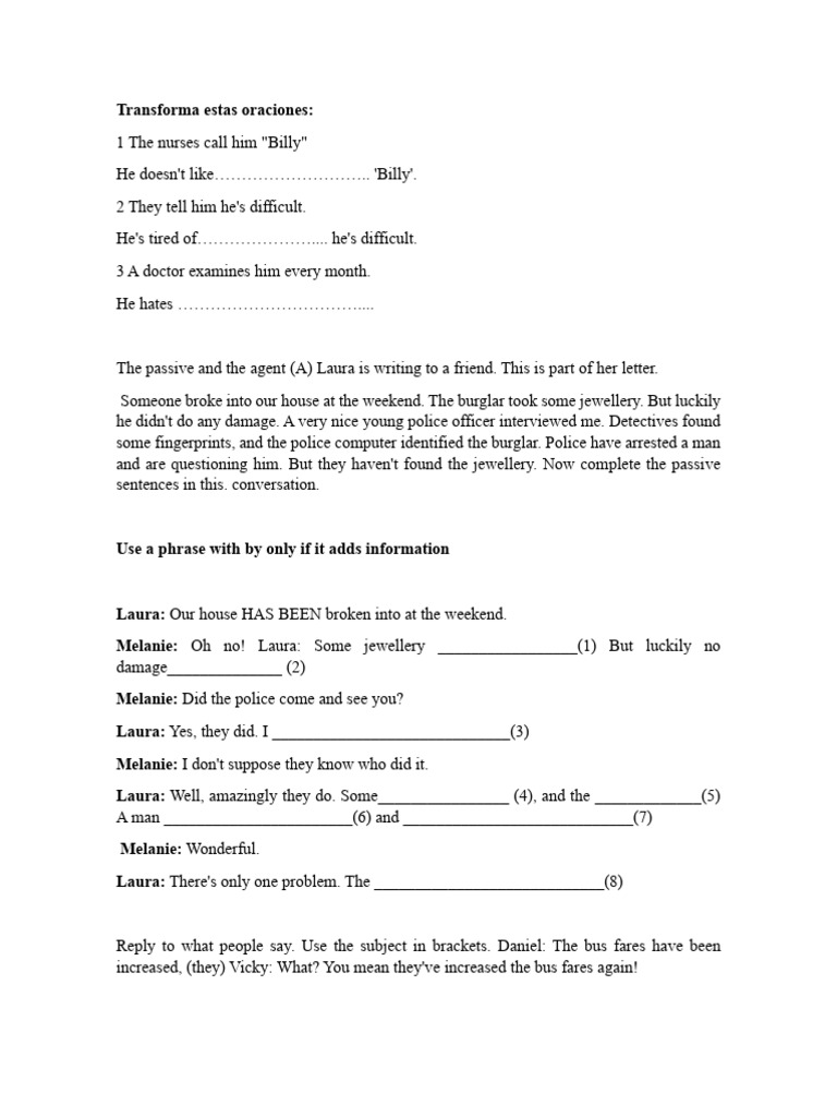 Voz Activa Y Pasiva Taller Pdf