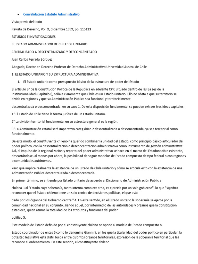 Convalidación Estatuto Administrativo | PDF | Estado (política) | Chile