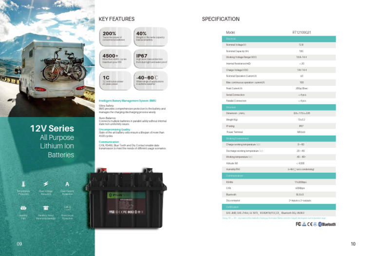 Ficha Tecnica RT12100 Pylontech | PDF | Lithium Ion Battery | Electricity