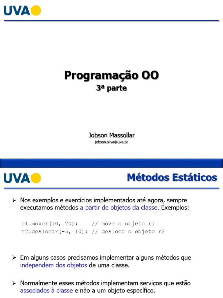 Poo 2016 01 Parte3 Pdf Método Programação De Computadores Classe Programação De 