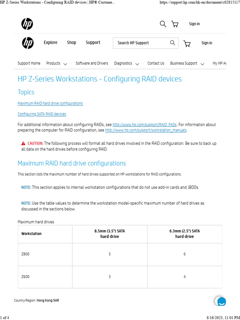 HP Z-Series Workstations - Configuring RAID Devices HP® Customer ...