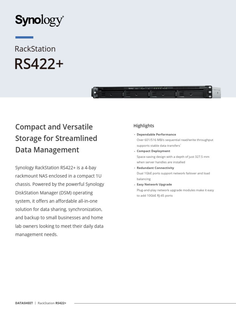 Synology_RS422+_Data_Sheet_enu | PDF