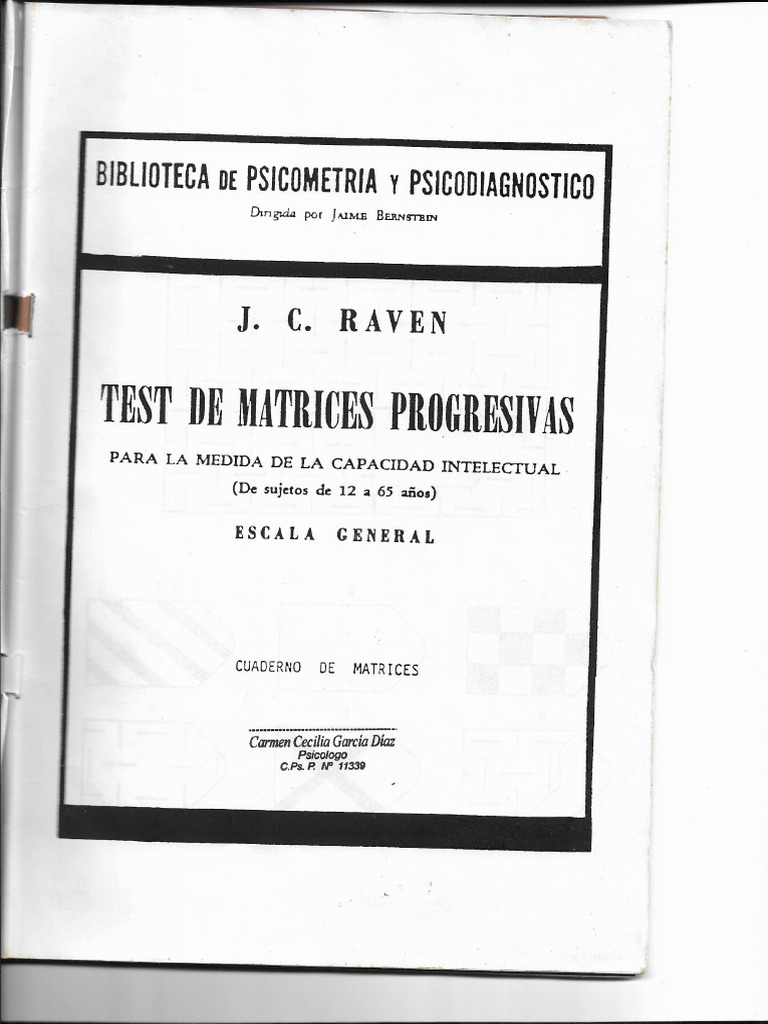 Test de Raven Cuadernillo | PDF