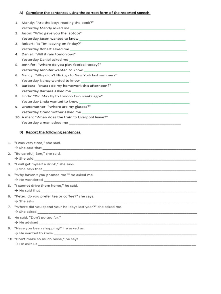 Ee 2023 4TH B Reported Speech | PDF