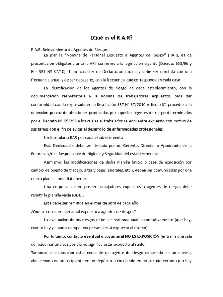 ¿Qué Es El R.A.R? | PDF