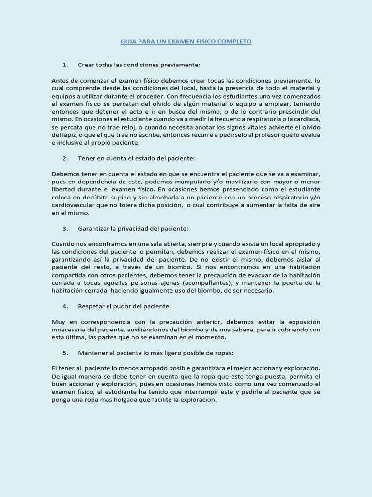 Guia Completa de Examen Fisico | PDF