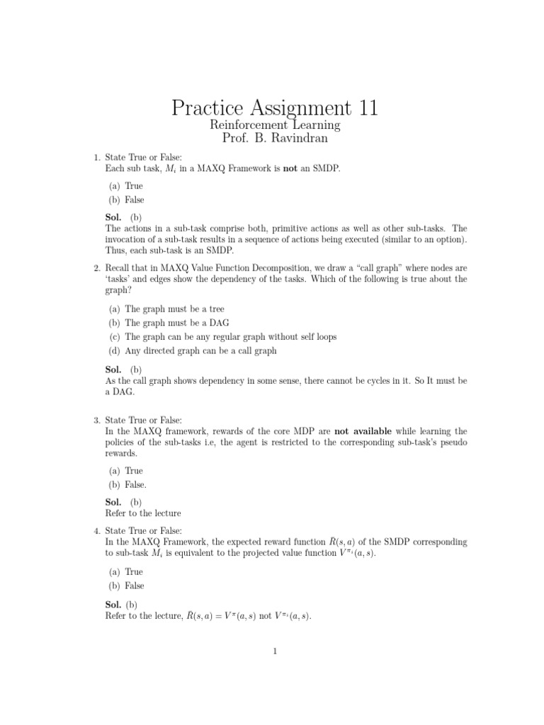 MAXQ Framework Practice Questions | PDF | Teaching Methods & Materials ...