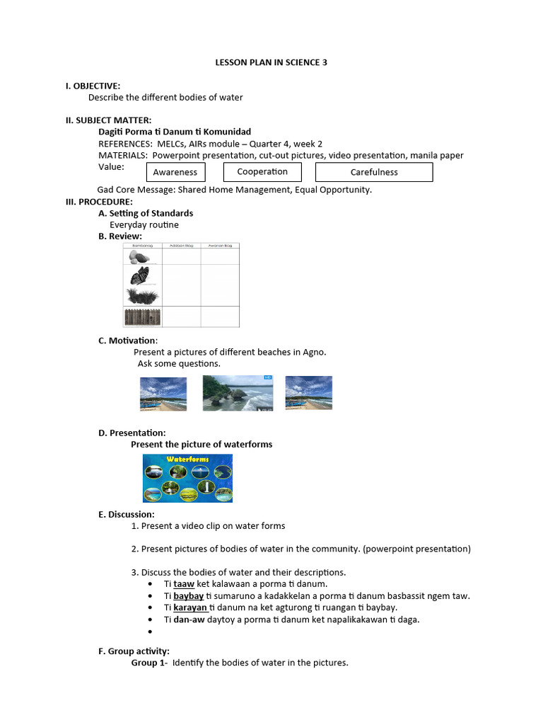 science 3 lesson plan | PDF