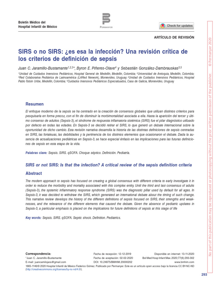 Revisión de criterios SIRS en sepsis | PDF | Septicemia | Enfermedades ...