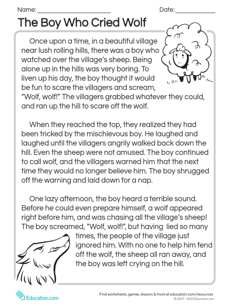 The Boy Who Cried Wolf Story Map | PDF