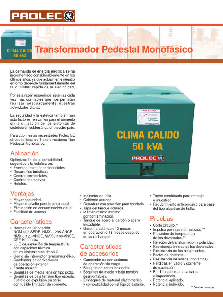 PROLEC-Pedestal Mono | Descargar gratis PDF | Transformador ...