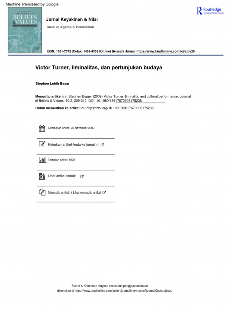 Victor Turner Liminality and Cultural Performance | PDF