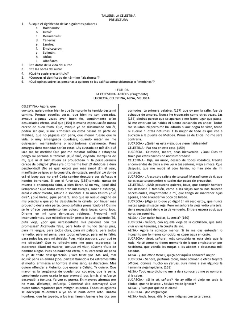 Significado de "ahíto" en La Celestina | PDF | Literatura en español ...