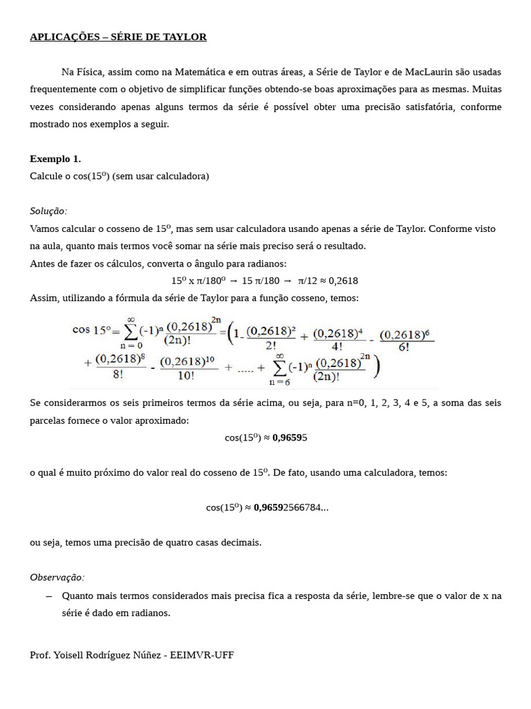 Aplicações Das Séries de Taylor | PDF
