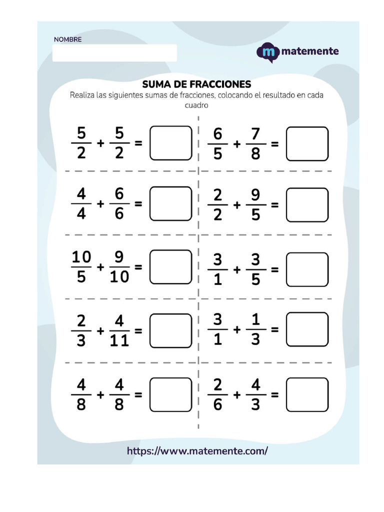 Suma y Resta de Fracciones | PDF