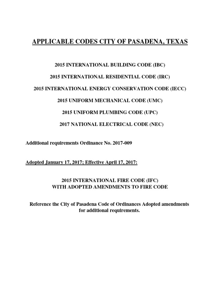 Pasadena Building Codes Guide | PDF