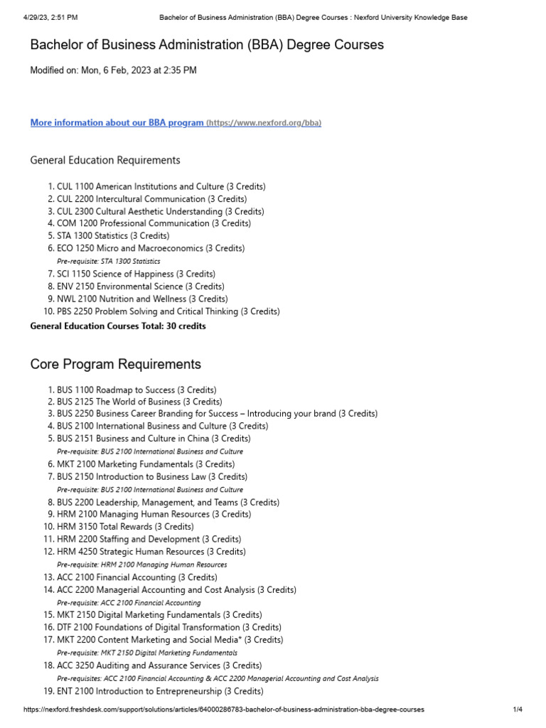 Bachelor of Business Administration (BBA) Degree Courses - Nexford ...