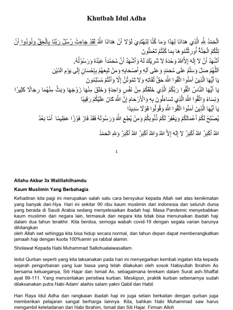 Khutbah Idul Adha | PDF