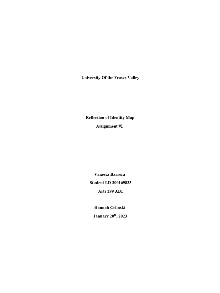 Reflection of Identity Map Arts 299 | PDF | Behavior Modification ...
