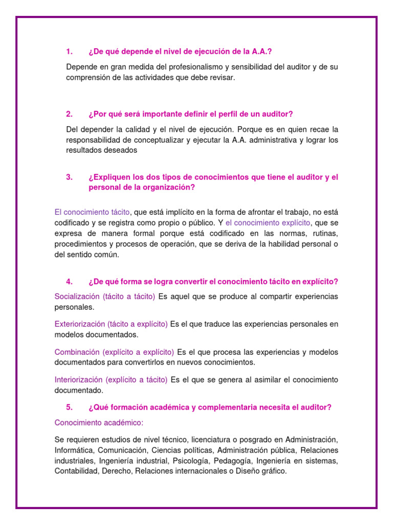 Cuestionario Capítulo 2 El Auditor | PDF