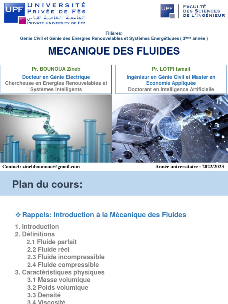 Introduction à la Mécanique des Fluides | PDF | Dynamique des fluides ...