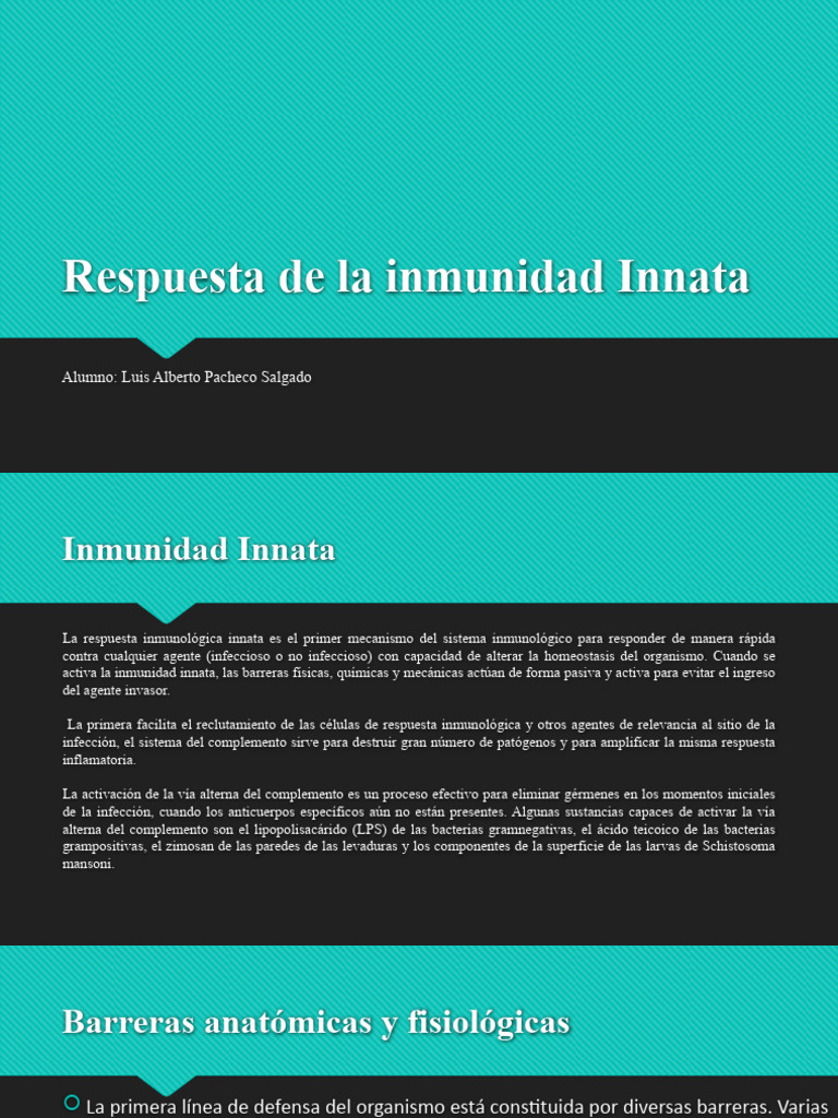 Respuesta de La Inmunidad Innata Pacheco | PDF | Sistema inmune ...