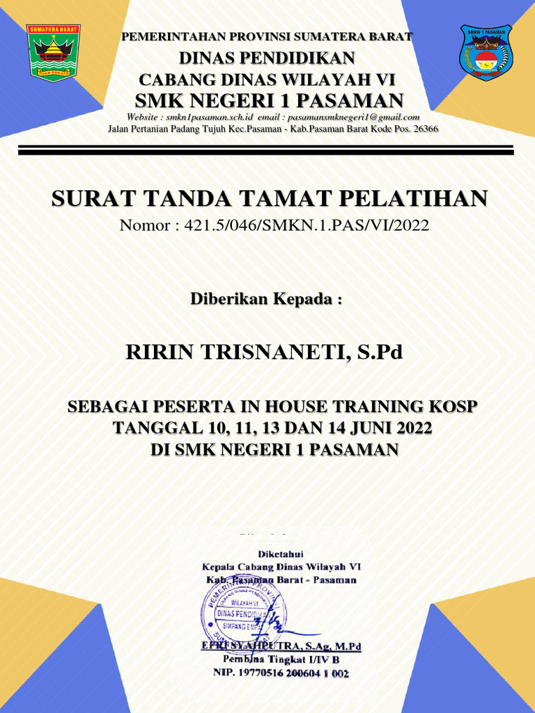 Sertifikat Iht 2022 Sutijah Pdf