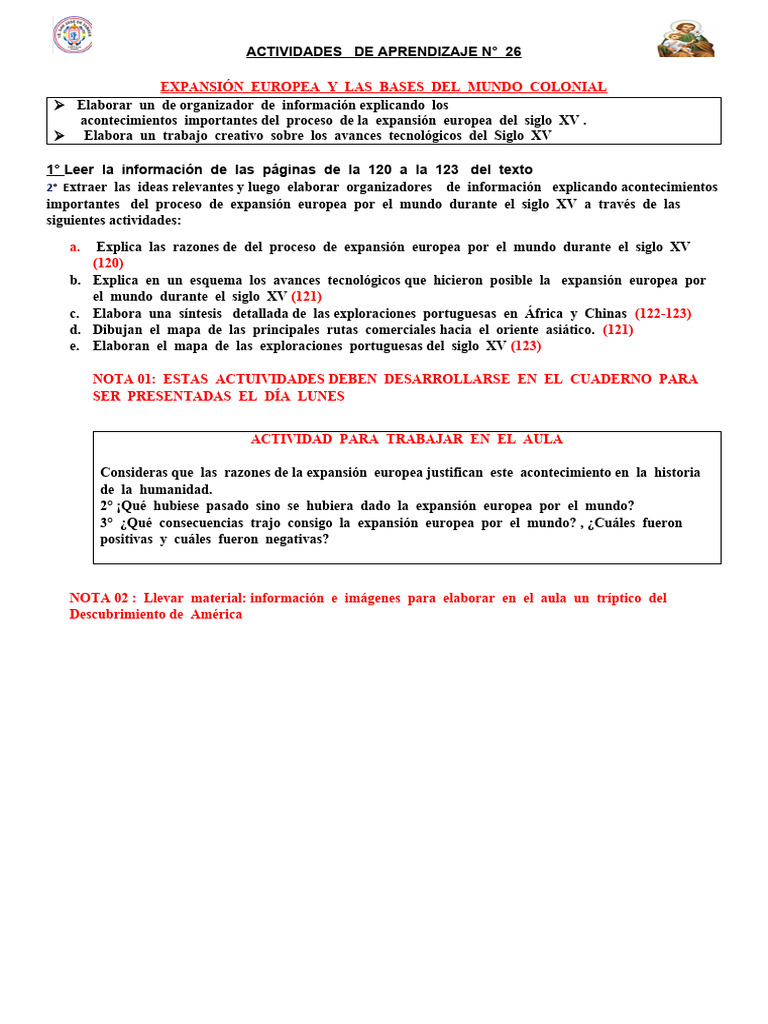 Actividades de La Expansión Europea | PDF