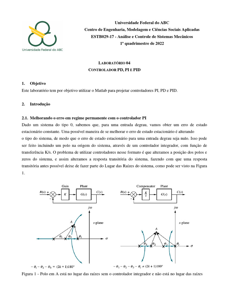 4 - Laboratório Controlador PD, PI e PID | PDF | Matemática aplicada | Teoria do Controle