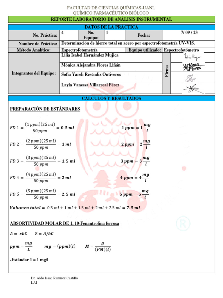 Reporte Practica 4 - Eq1 | PDF | Hierro | Ciencias fisicas