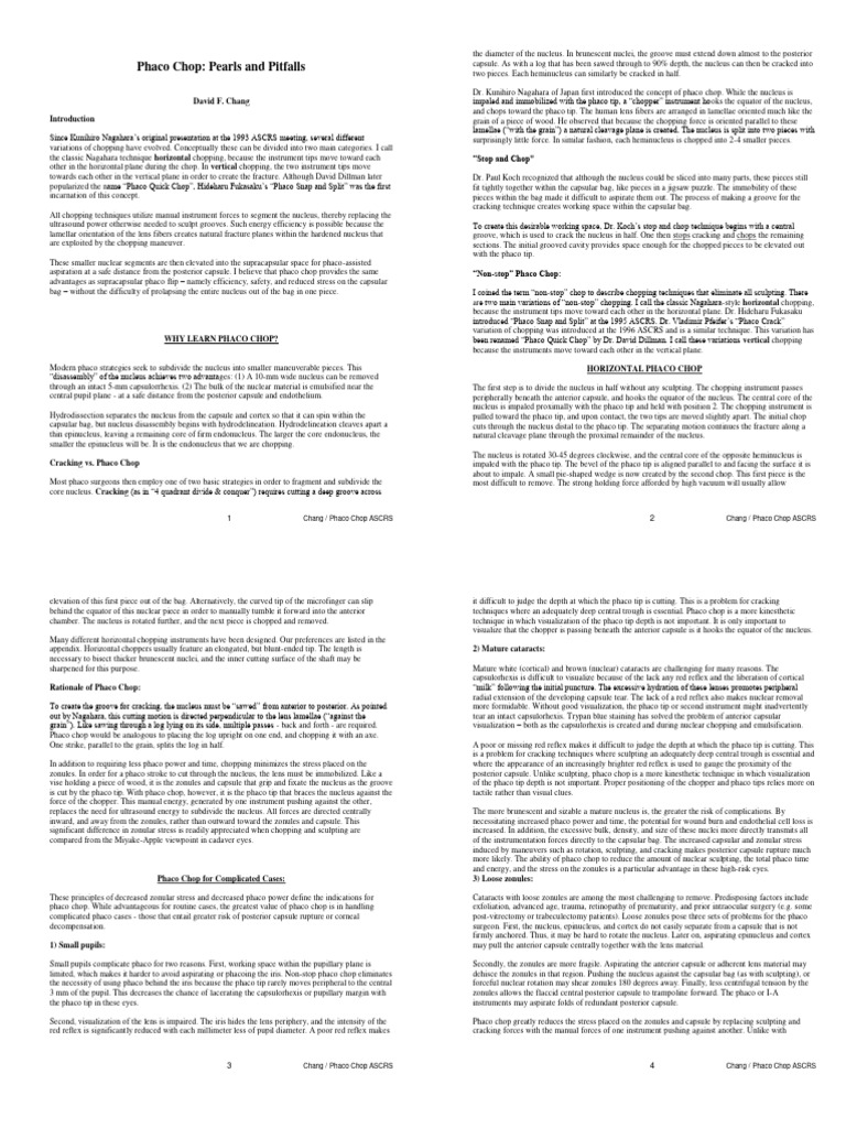 2013 ASCRS Phaco Chop Handout Chang | PDF