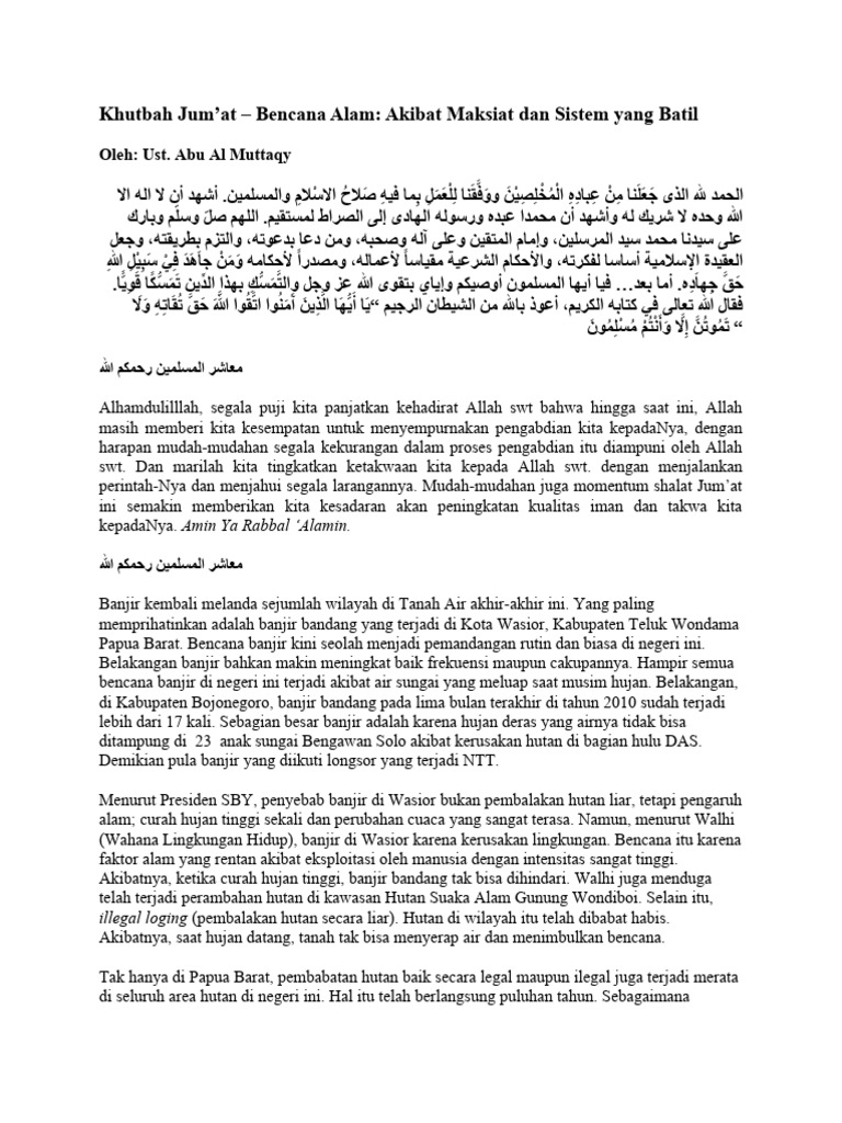 Bencana Alam: Dampak Maksiat dan Sistem Batil | PDF | Agama & Spiritualitas