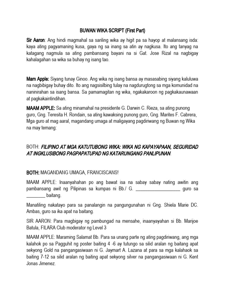 Buwan Wika Script | PDF