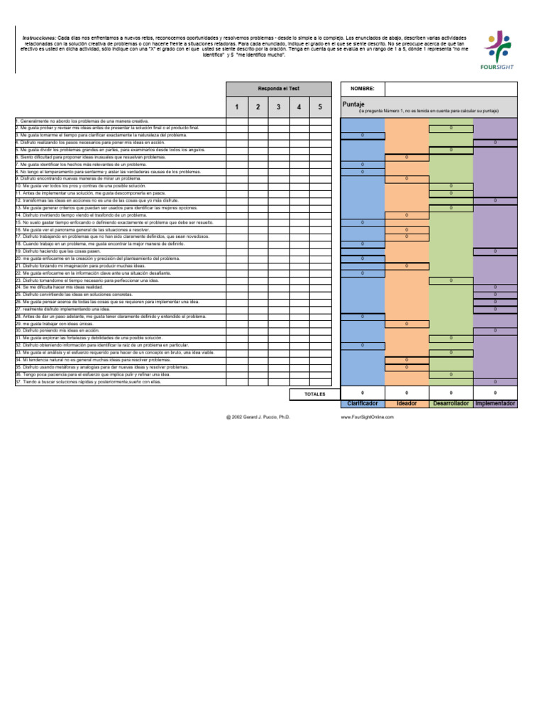 Test de Evaluación Foursight | PDF