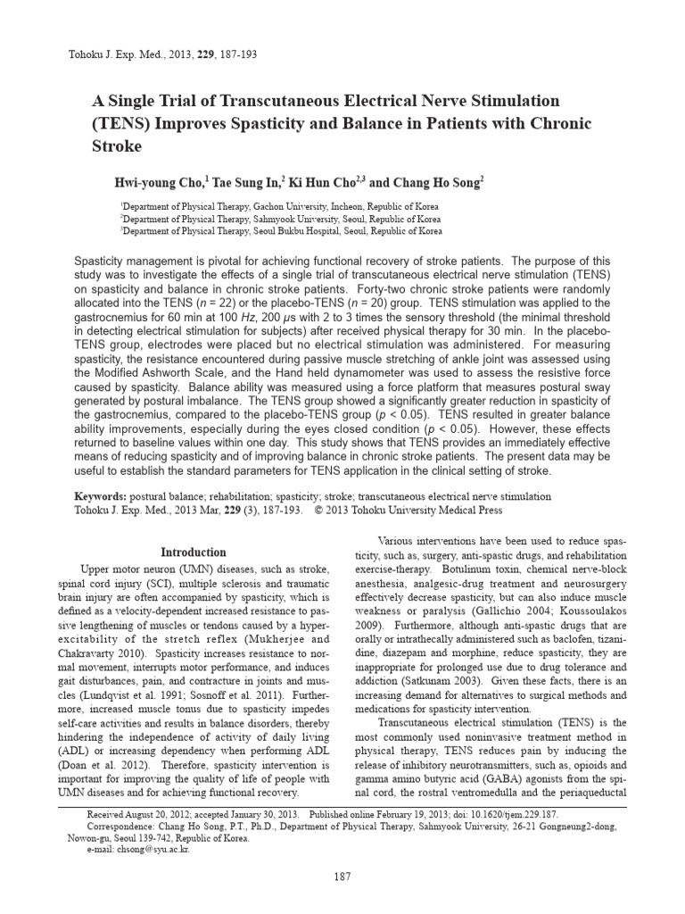 TENS Balance | PDF | Neurotransmitter | Neuroscience