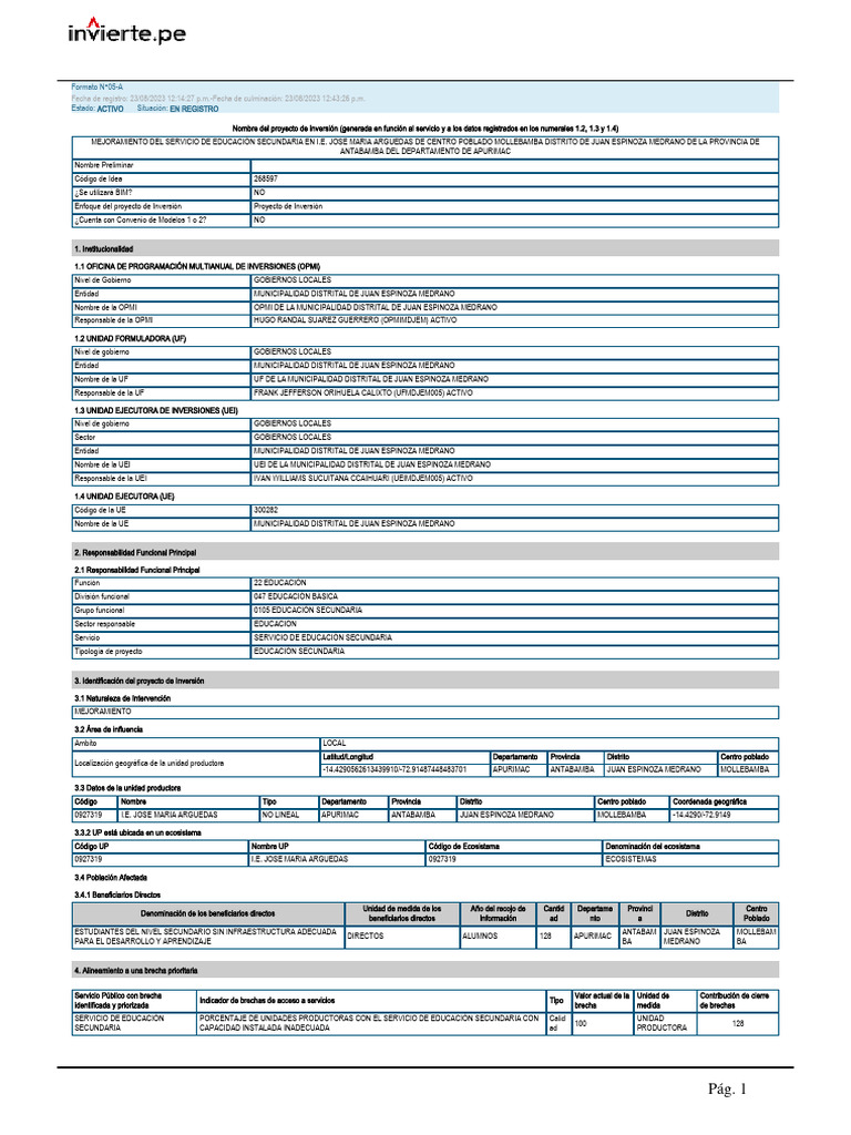 FORMATO 5A (3) | PDF | Infraestructura | Economias