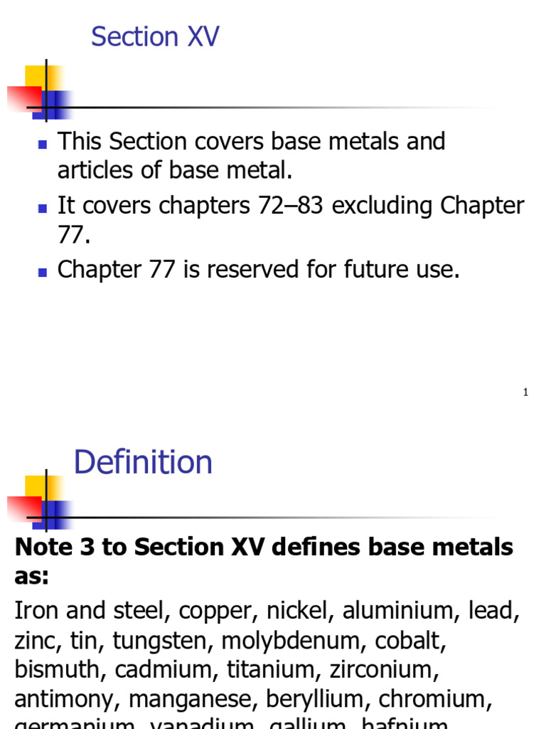 PGDT - 4 - Section XV - Base Metal | PDF | Metals | Transition Metals