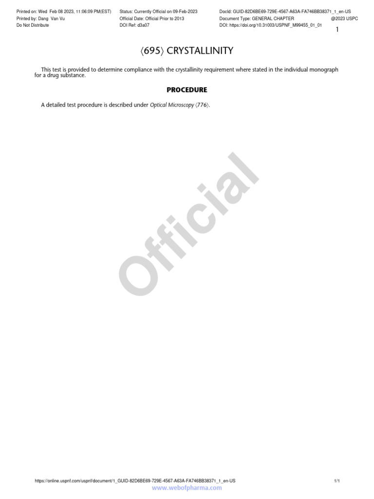 〈695〉 Crystallinity | PDF