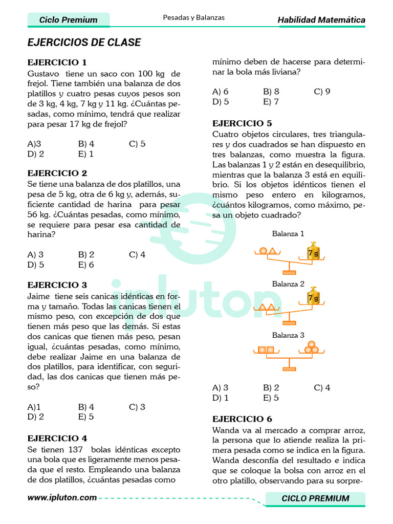 Ejercicios de Pesadas y Balanzas | PDF