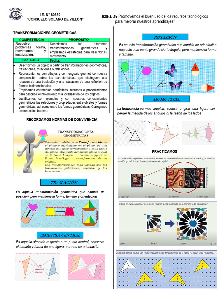 Act 04-Clase 1-Transf. Geom. 2doa | PDF | Geometría | Simetría